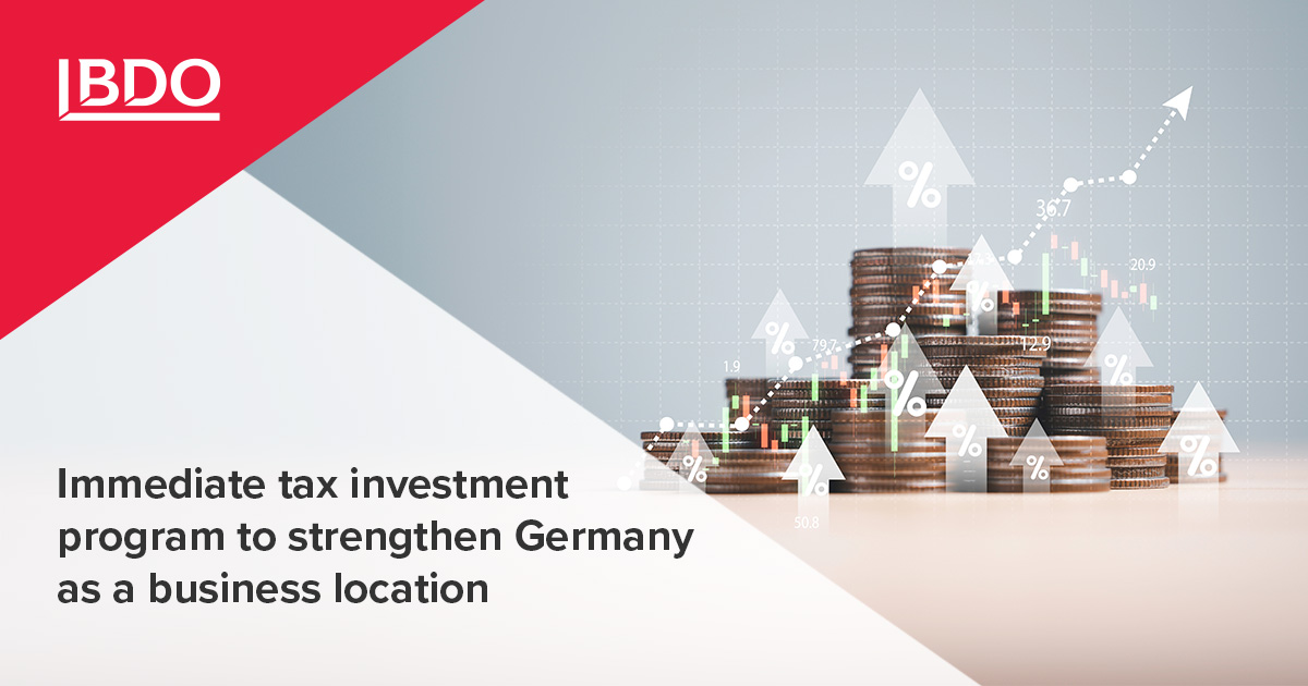 Immediate tax investment program to strengthen Germany as a business ...